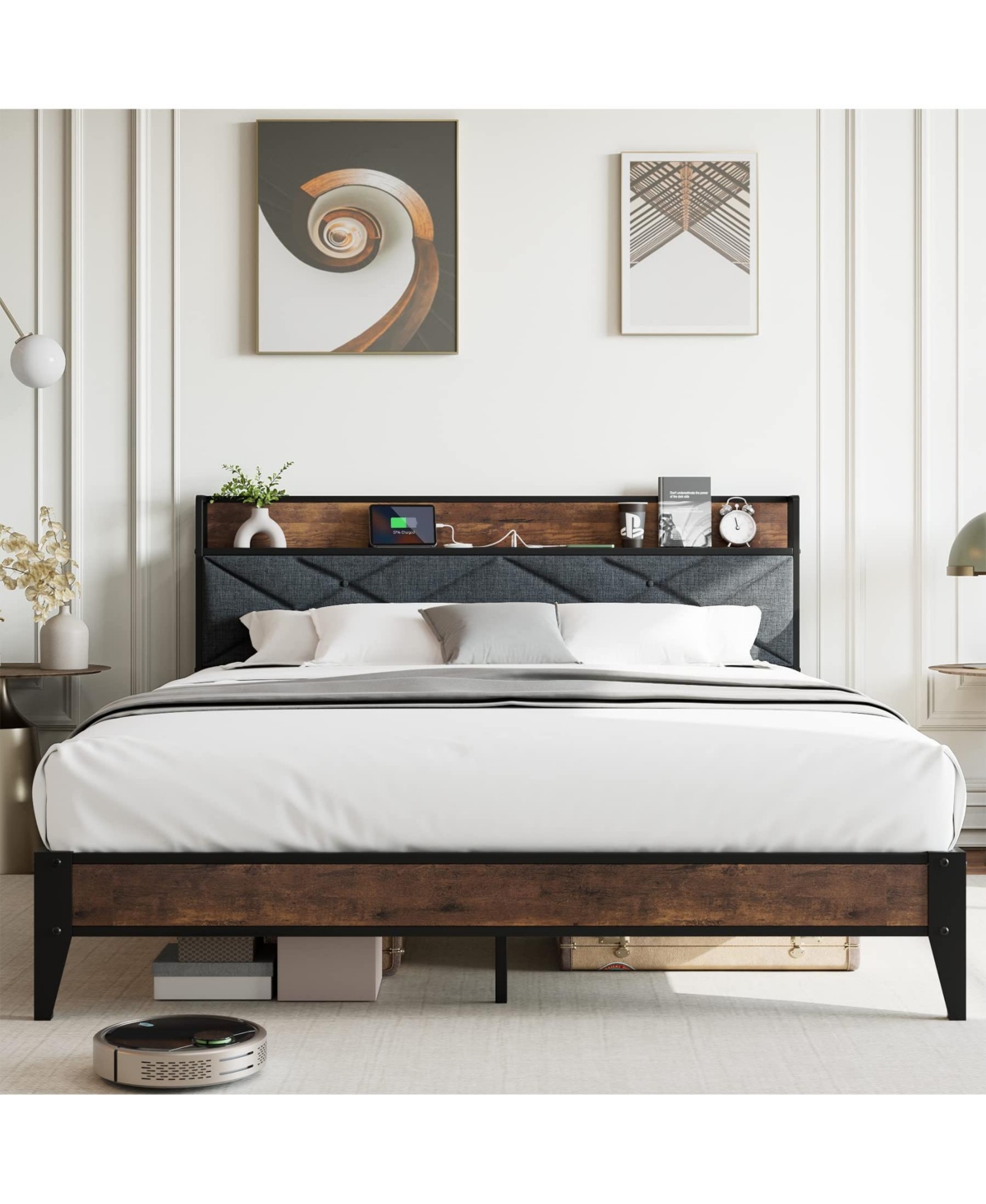 Click here for gaomon king Bed Frame  Storage Headboard with Char... prices