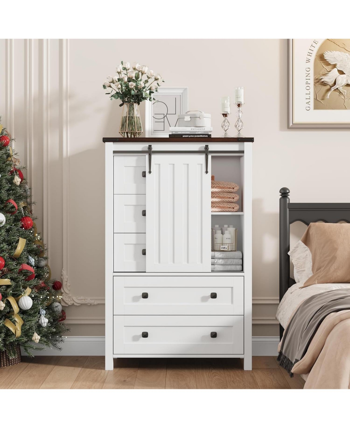 Click here for 5 Drawer Dresser  Farmhouse Wooden Chest of Drawer... prices