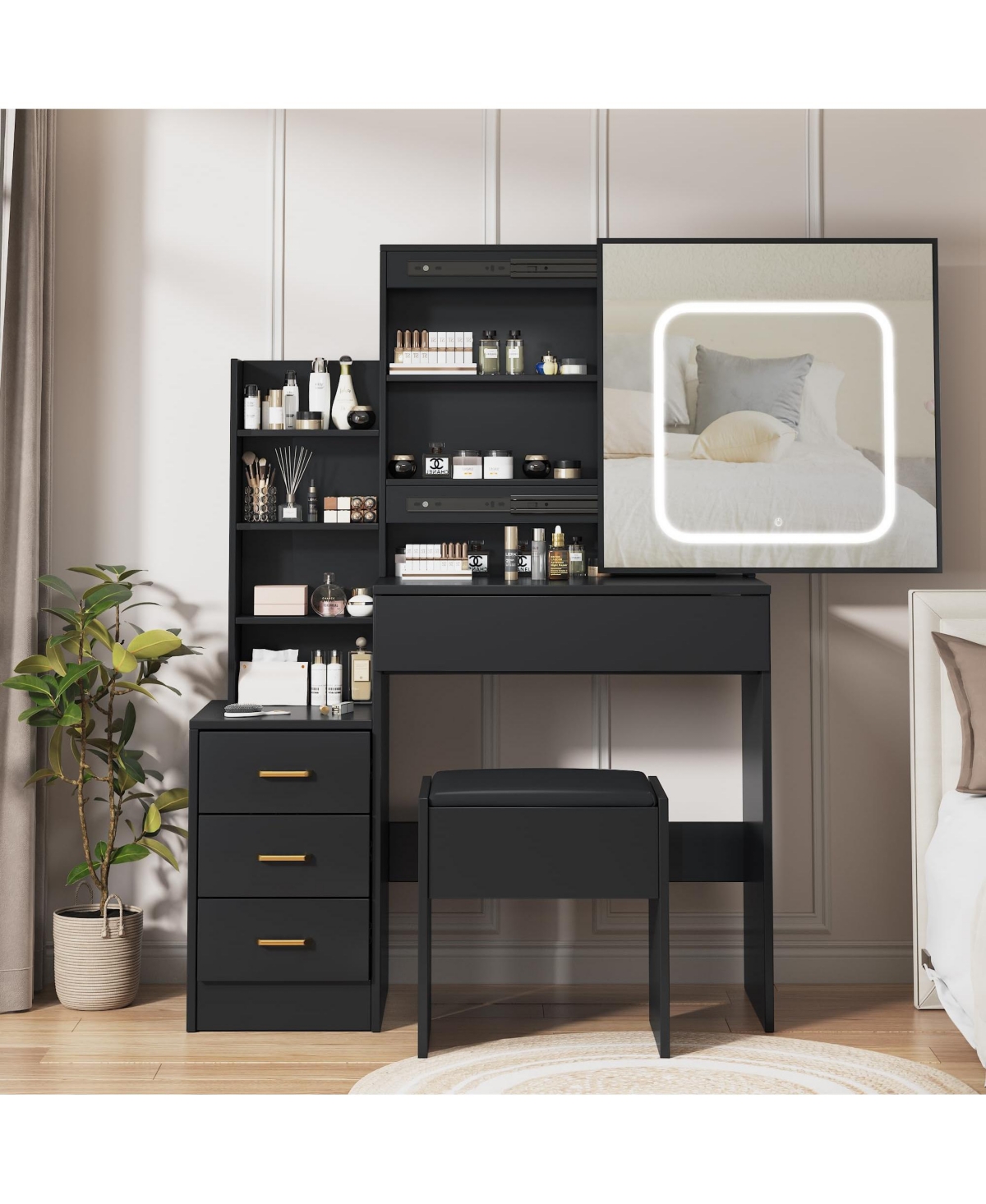 Click here for gaomon Vanity Desk with Sliding Mirror and Lights... prices