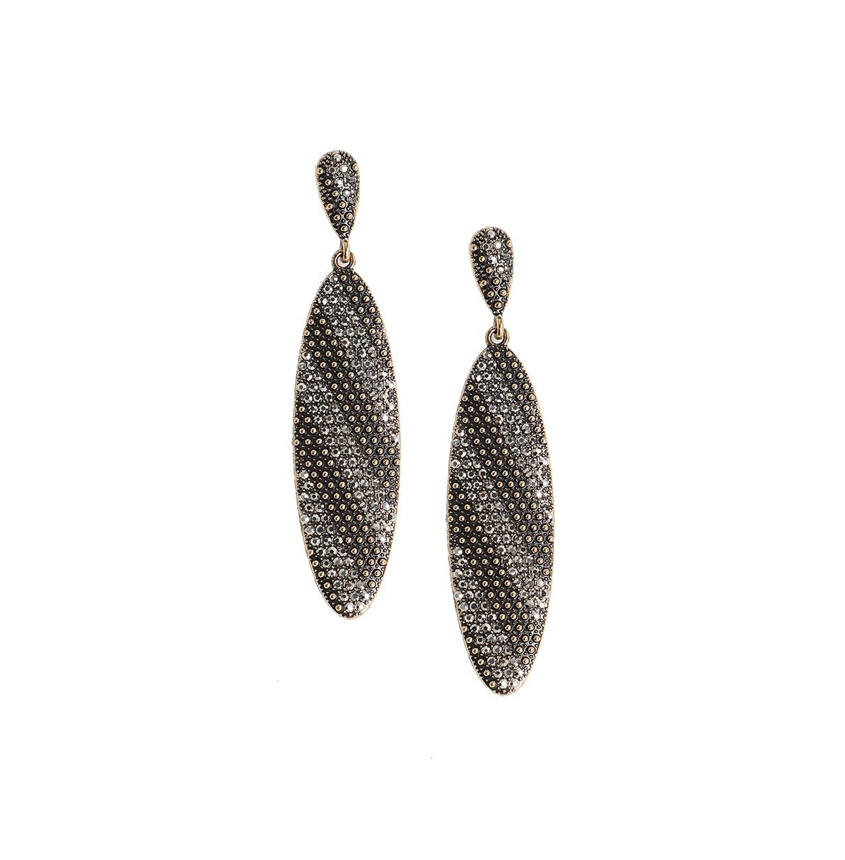 Click here for Contrast Intricate Oval Drop Earrings - Silver prices