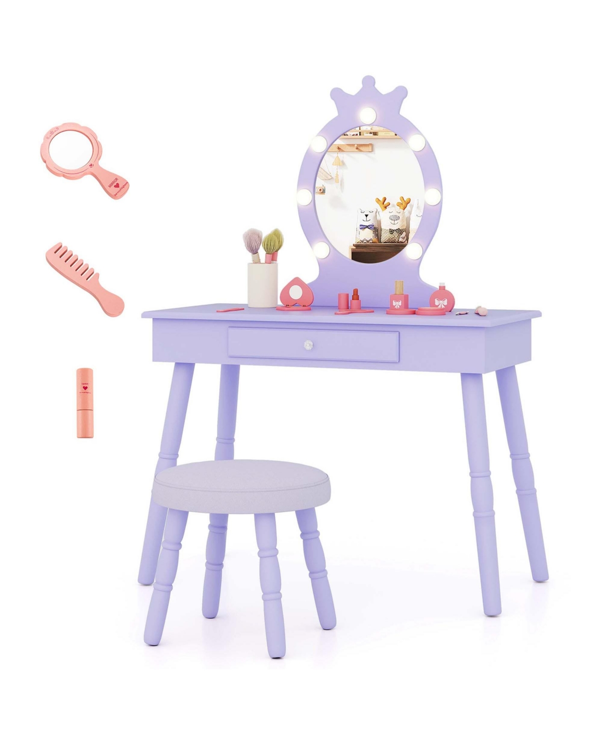 Click here for Costway Kids Vanity Set Princess Vanity Table & Ch... prices
