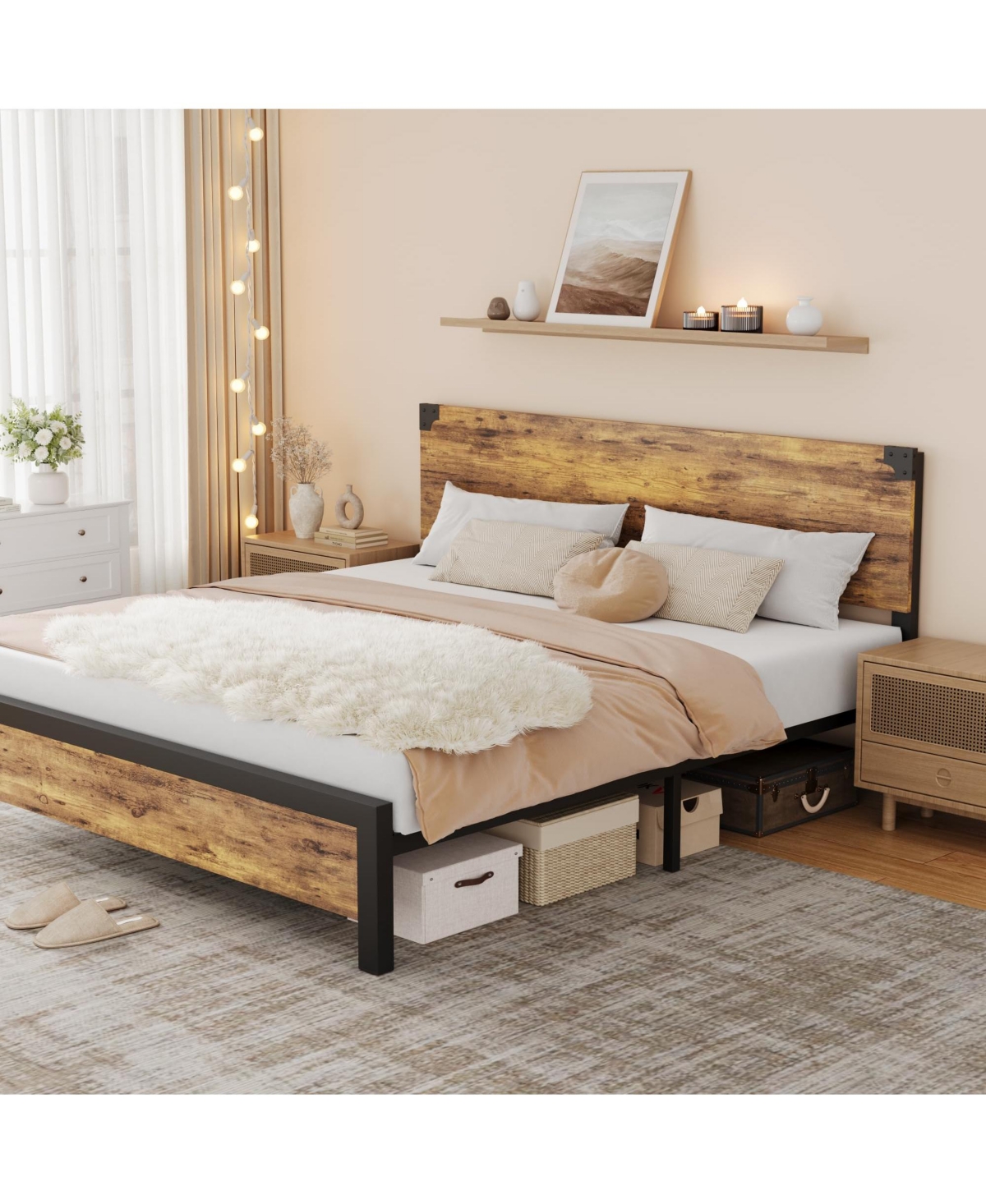 Click here for gaomon King Size Bed Frame with Wood Headboard  Ki... prices