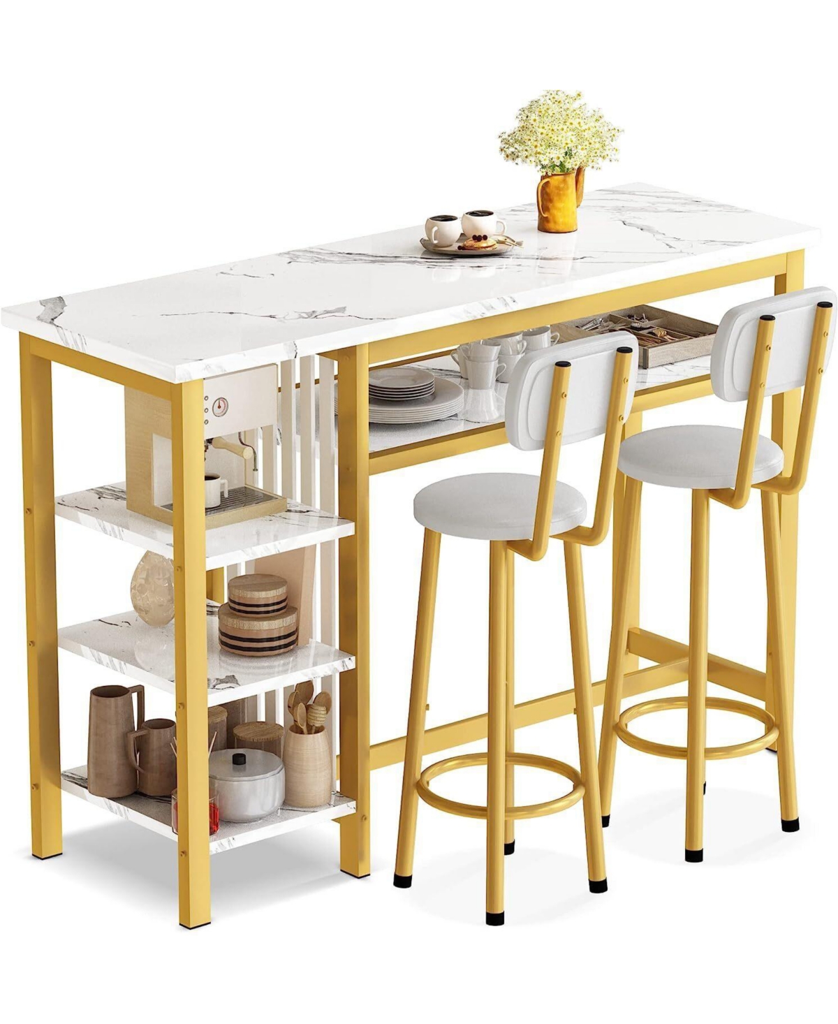 Click here for gaomon Bar Table with 2 stools  Counter Height Tab... prices