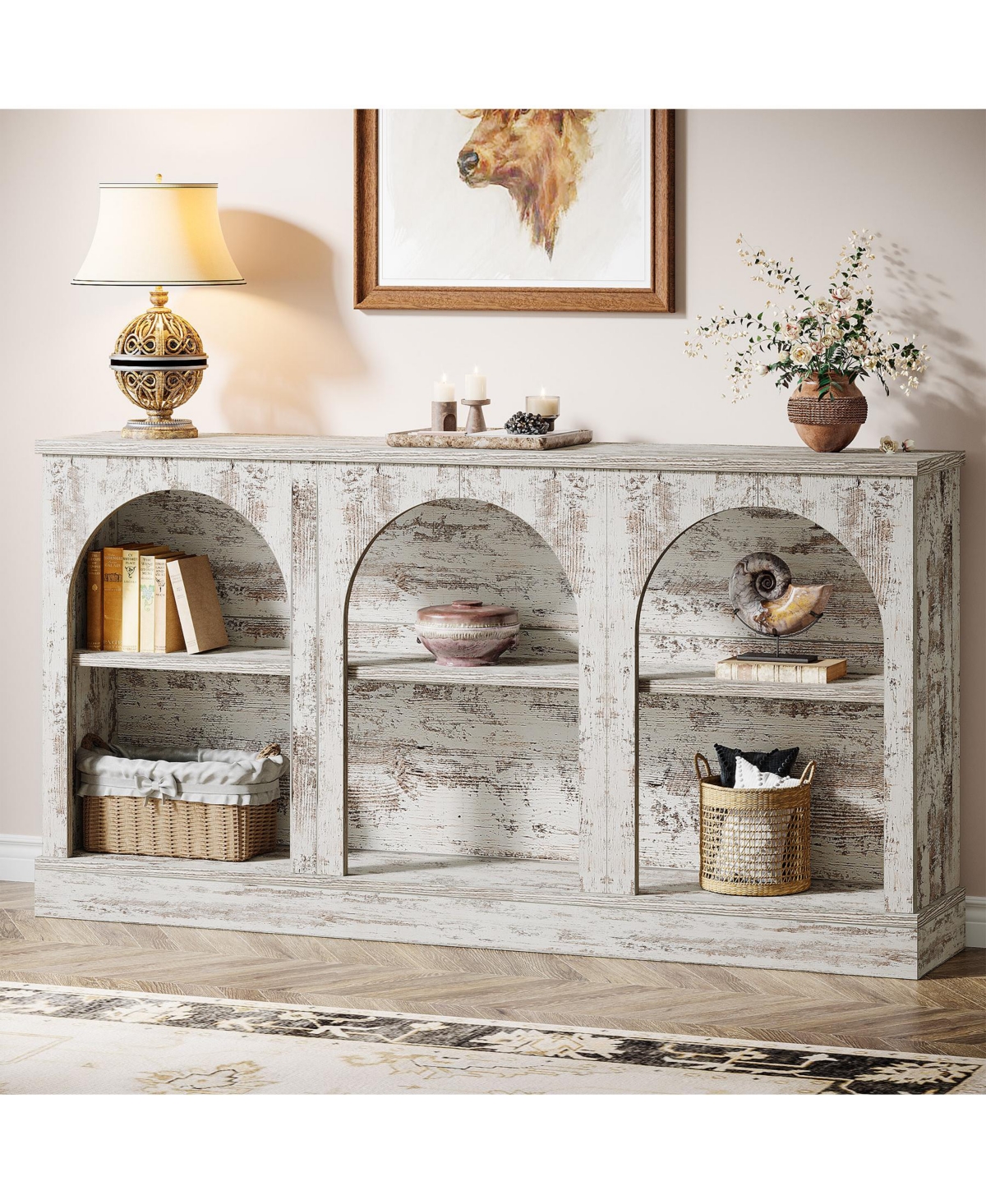 Click here for Tribesigns Farmhouse Console Table  63-Inch Long E... prices