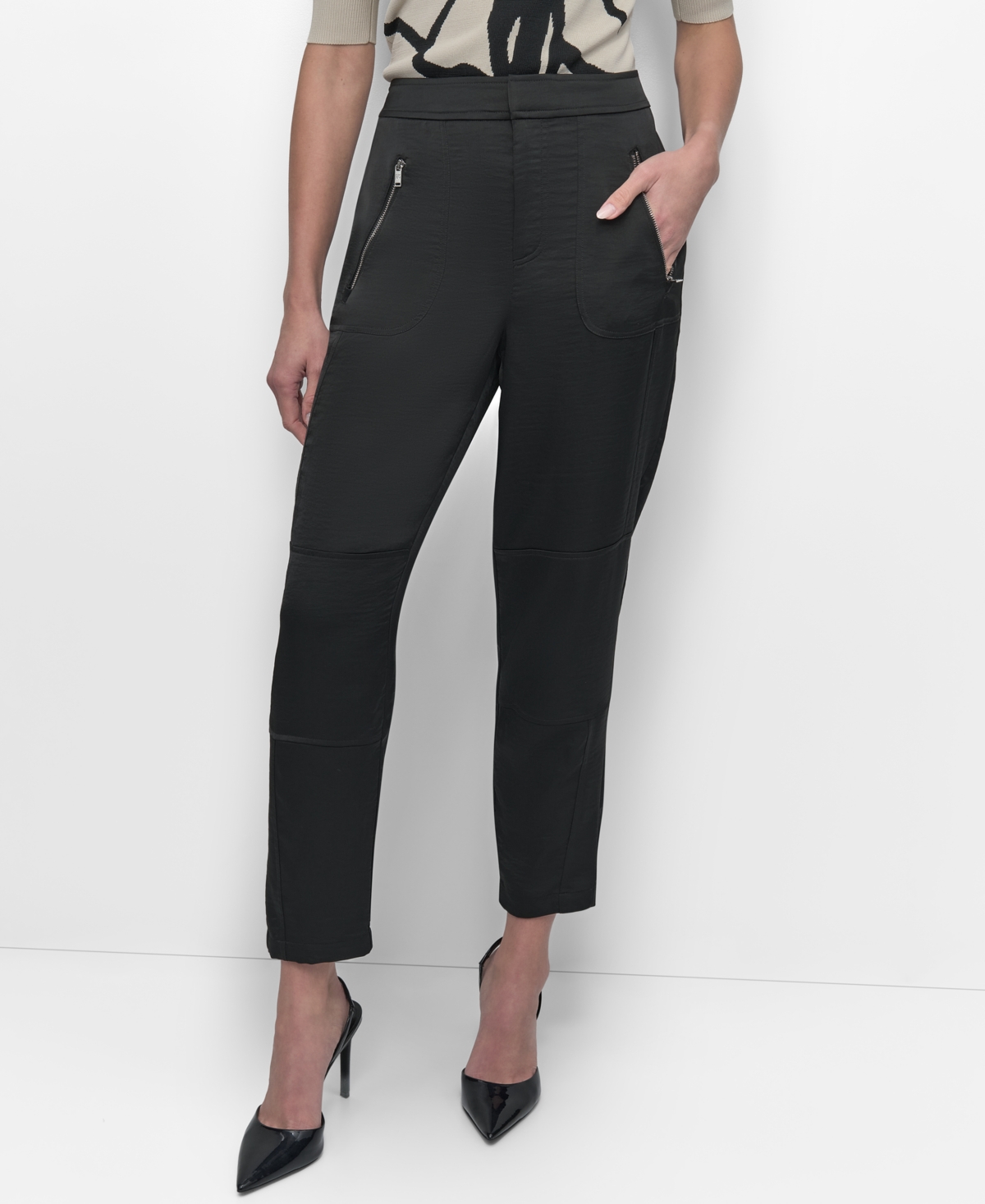 Click here for Dkny Womens Elastic Waist-Back Zipper Trousers - B... prices