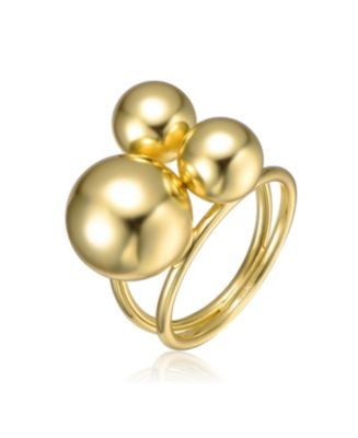 Sterling Silver 14K Gold Plated Triple Sphere Ring with Interlocking ...
