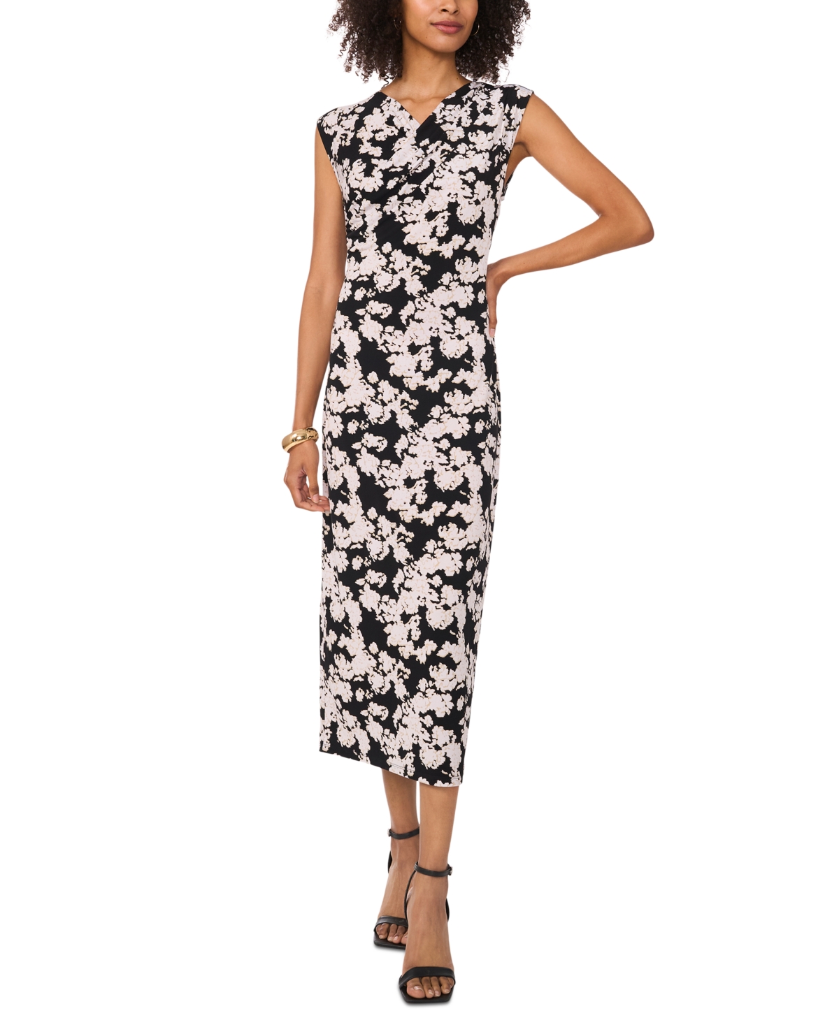 Click here for Vince Camuto Womens Printed Crossover Midi Dress -... prices