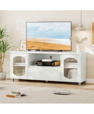 gaomon Modern TV Stand for 65 Inch TV, TV Cabinet with Fluted Glass ...