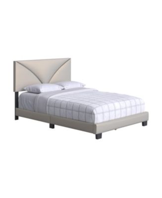Camille Leatherette Upholstered Platform Bed Frame with Adjustable ...