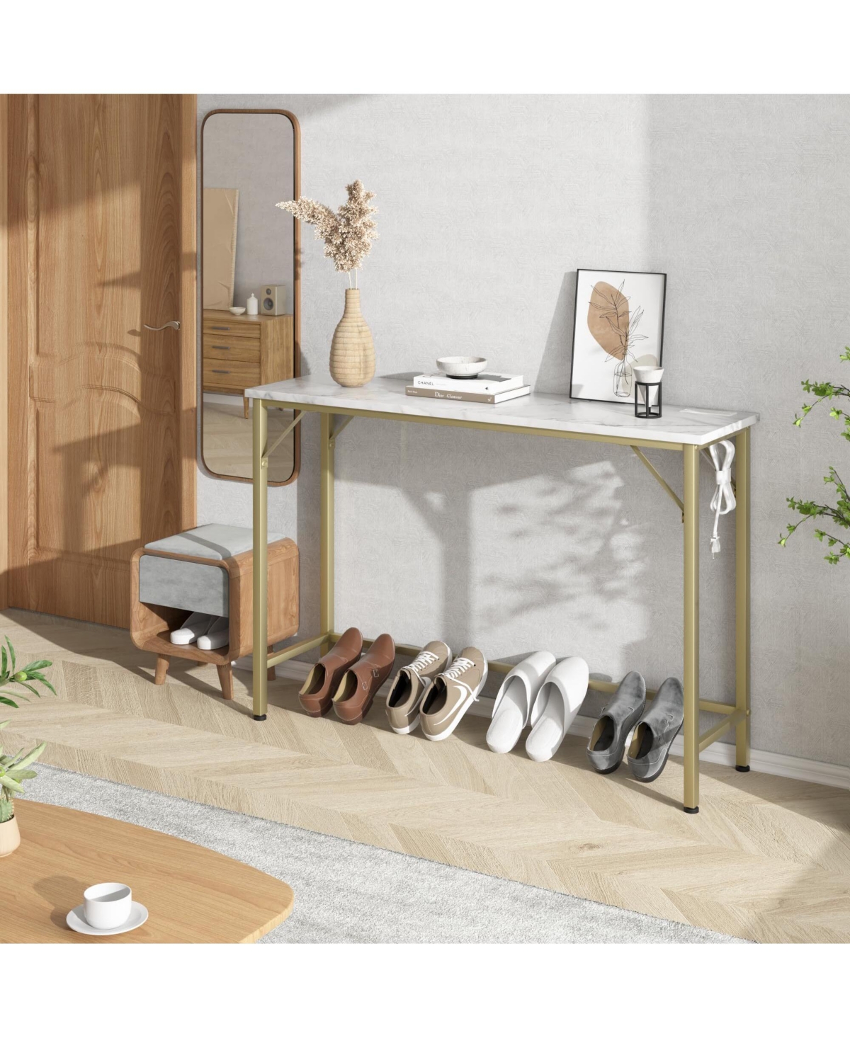 Click here for gaomon Farmhouse Console Tables with Power Outlet... prices