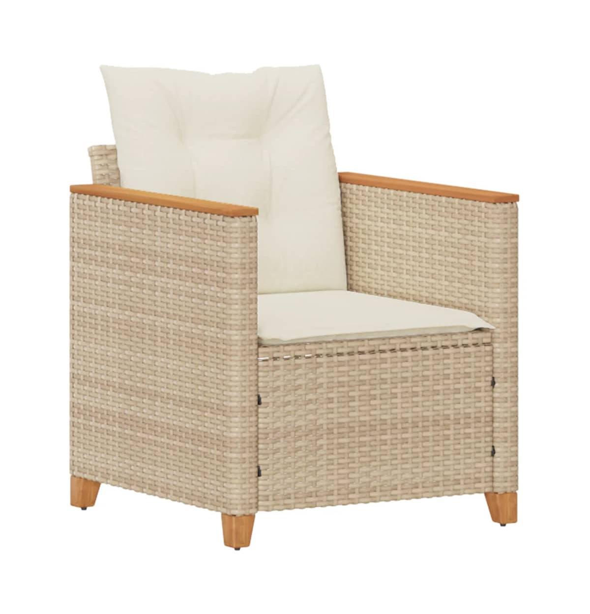 Click here for Patio Chair with Cushions Beige Poly Rattan - Beig... prices