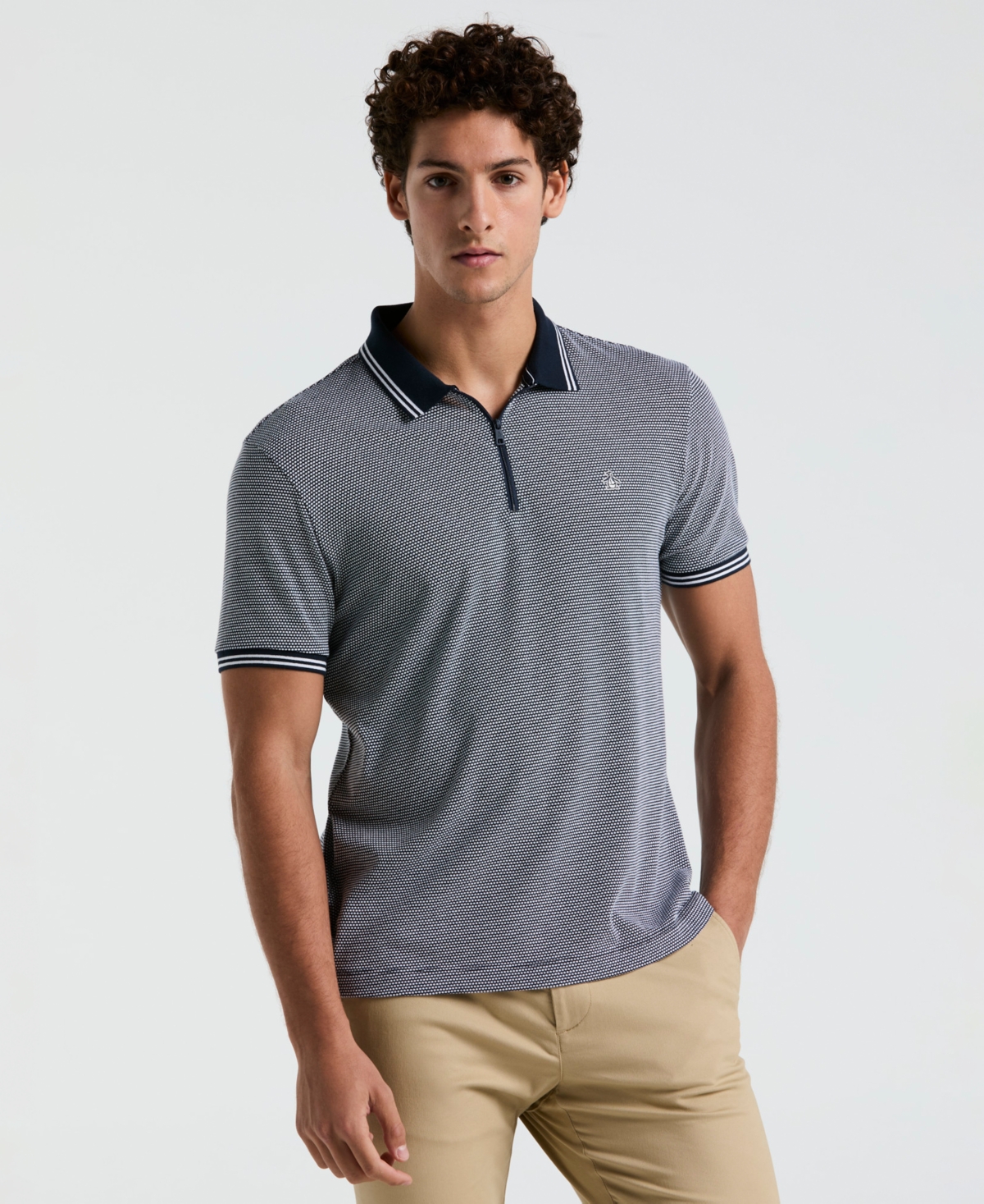 Click here for Original Penguin Mens Quarter-Zip Jacquard Polo Sh... prices
