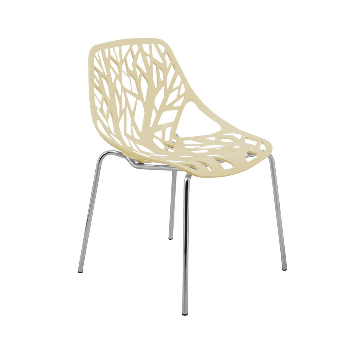 Click here for Modern Asbury Dining Chair w/ Chromed Legs - Beige... prices