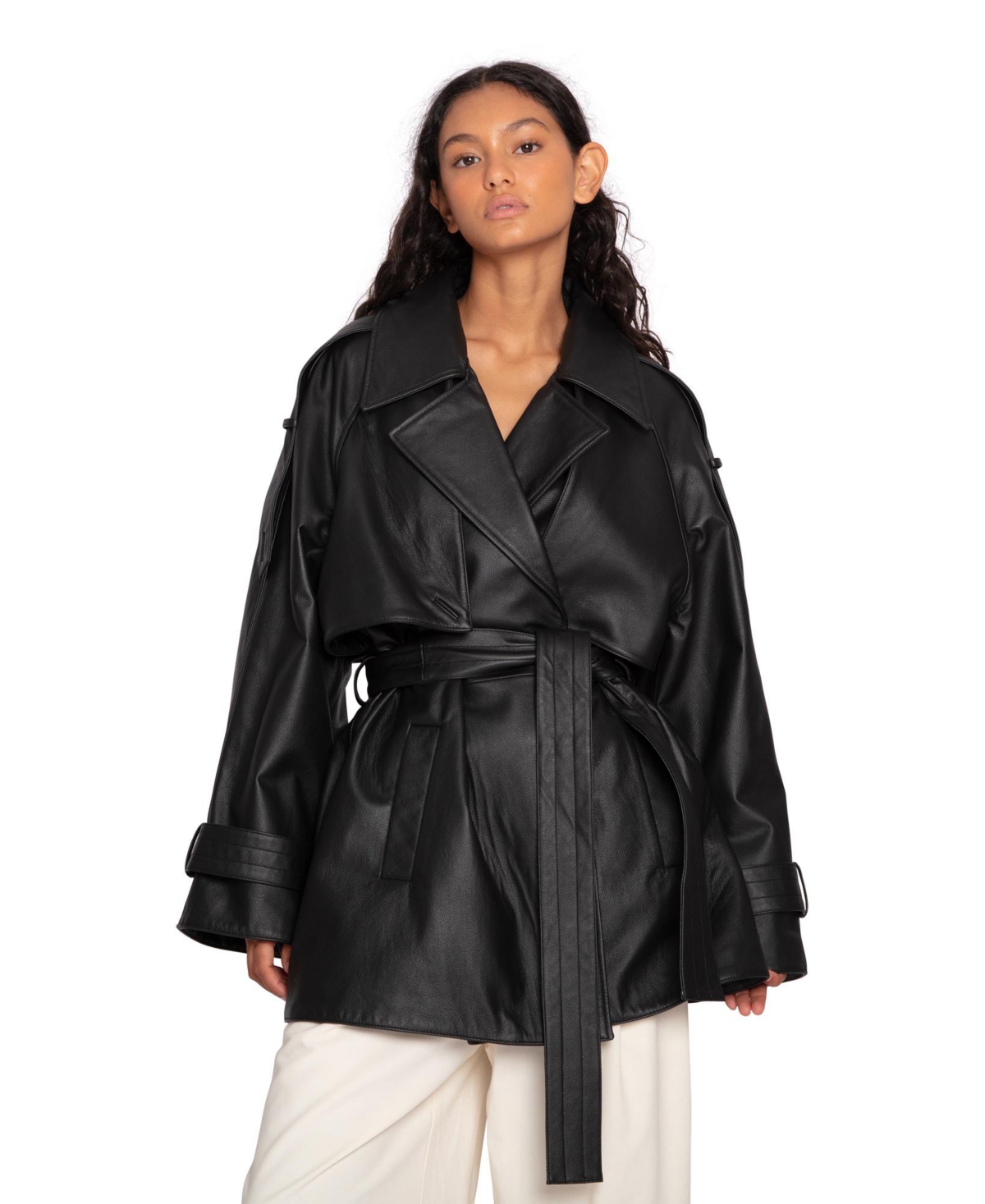 Click here for Belle & Bloom Womens Forevermore Leather Trench Co... prices