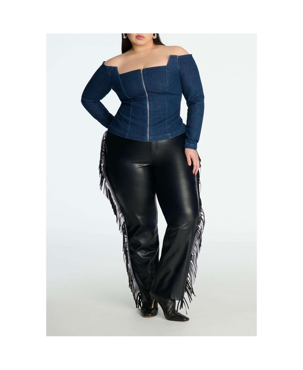 Click here for Eloquii Womens Plus Size Faux Leather Pant With Fr... prices