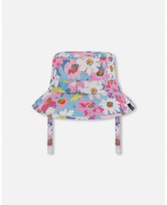 Deux par Deux Baby Girls Printed Beach Sun Hat White, Pink, And Green ...