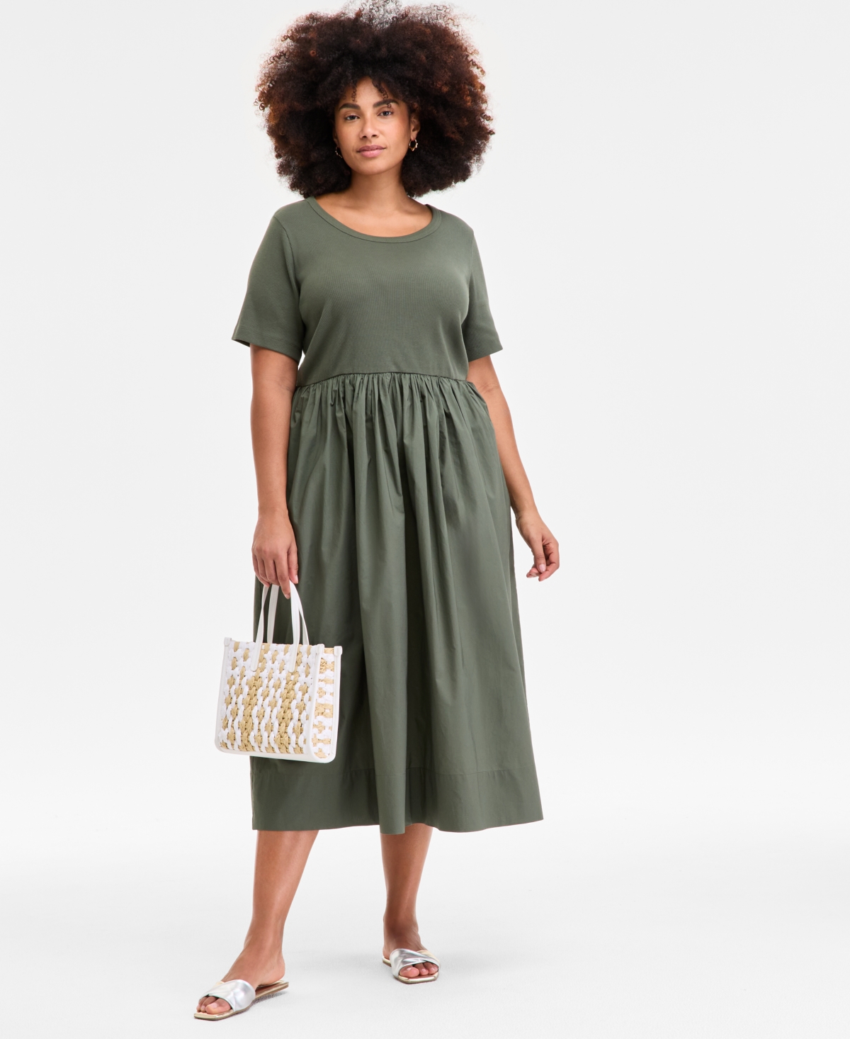 Click here for On 34th Trendy Plus Size Scoop-Neck Mixed-Media Mi... prices