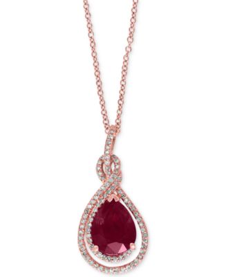 EFFY® Ruby (2-5/8 ct. t.w.) and Diamond (1/4 ct. t.w.) 18" Pendant ...