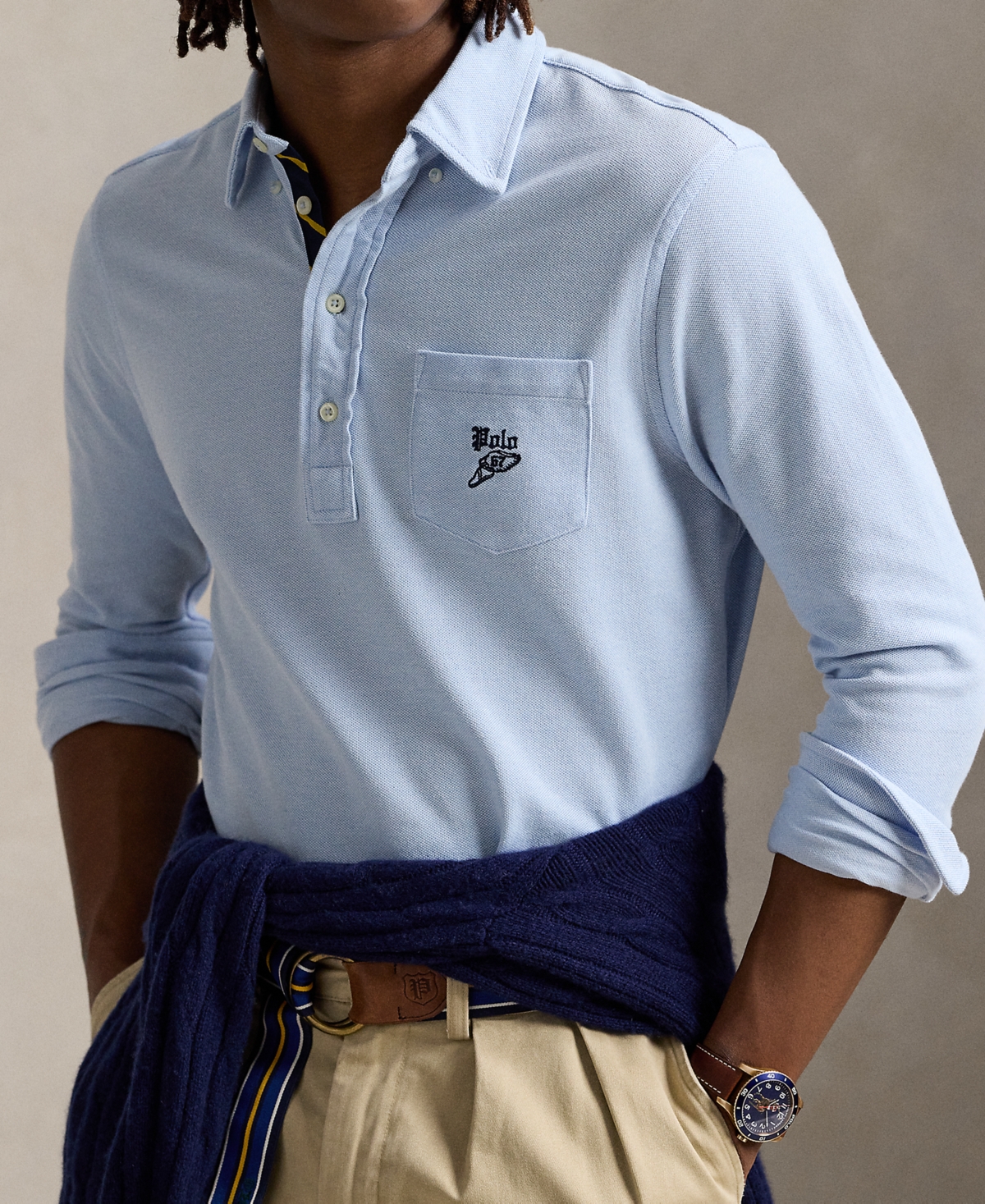 Polo Ralph Lauren Men's Classic-fit Mesh Popover Polo Shirt In Chambray ...