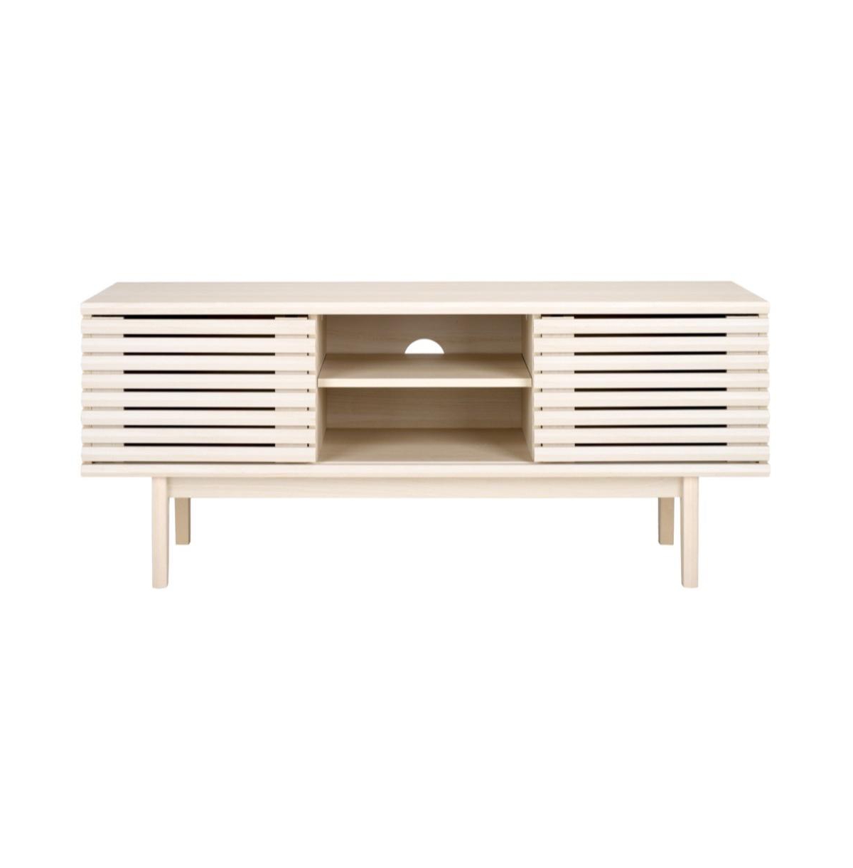 Aricia Small 2 Door Media Stand - Bleached white
