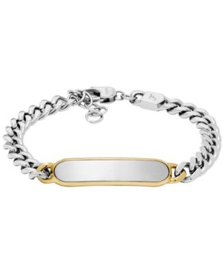 Fossil Drew Two-Tone Stainless Steel ID Bracelet - Macy's