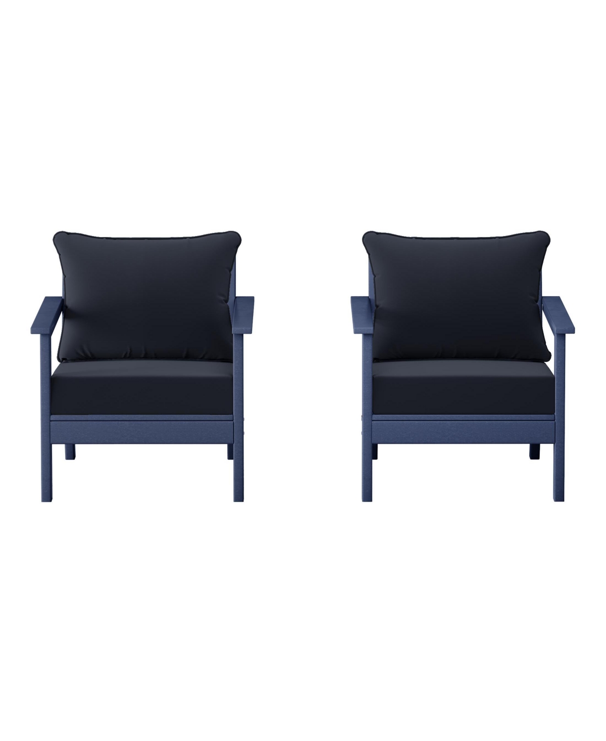 Click here for Outdoor Modern Hdpe Patio Navy Blue Club Chairs wi... prices