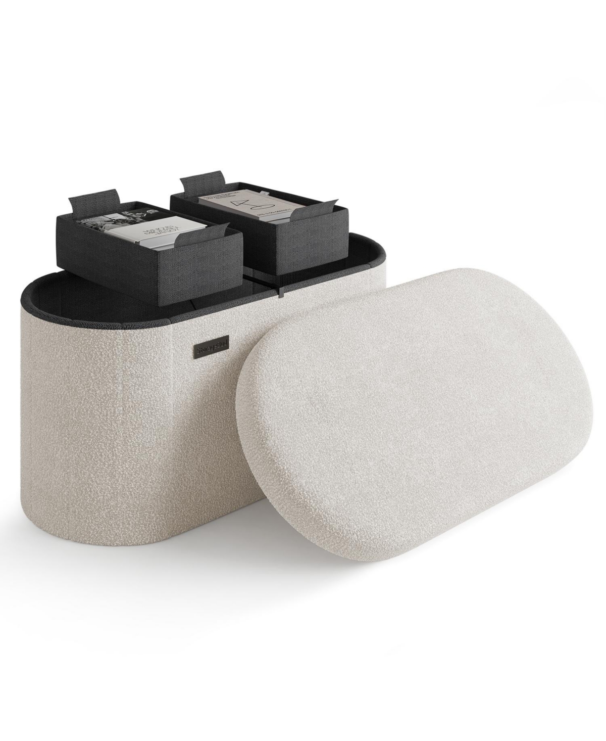 Click here for Ovel Boucle Ottoman Storage Bench-Modern Foot Stoo... prices