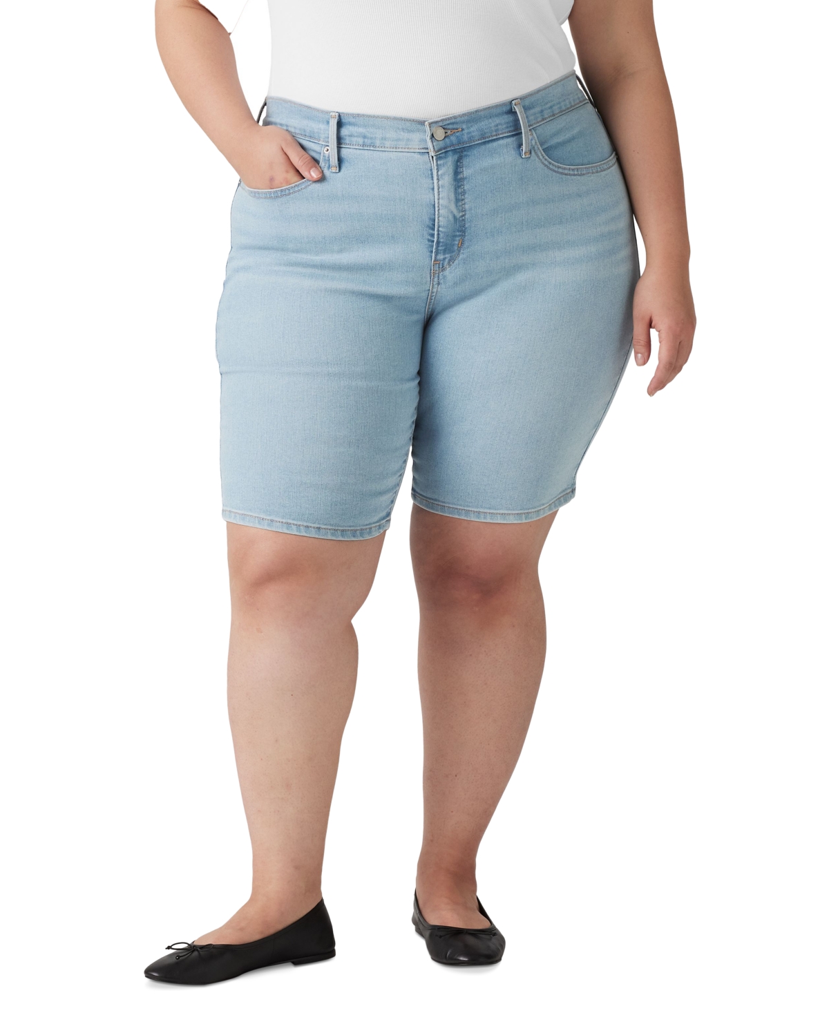 Click here for Levis Plus Size Mid-Rise Shaping Bermuda Shorts -... prices