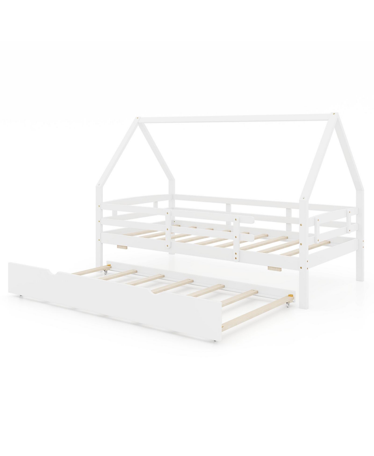 Click here for Wooden House Frame Bed with Trundle and Guard Rail... prices