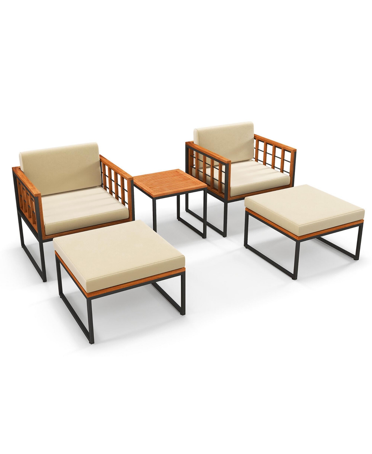 Click here for Gymax 5 Pcs Acacia Wood Patio Furniture Set w/ Ott... prices