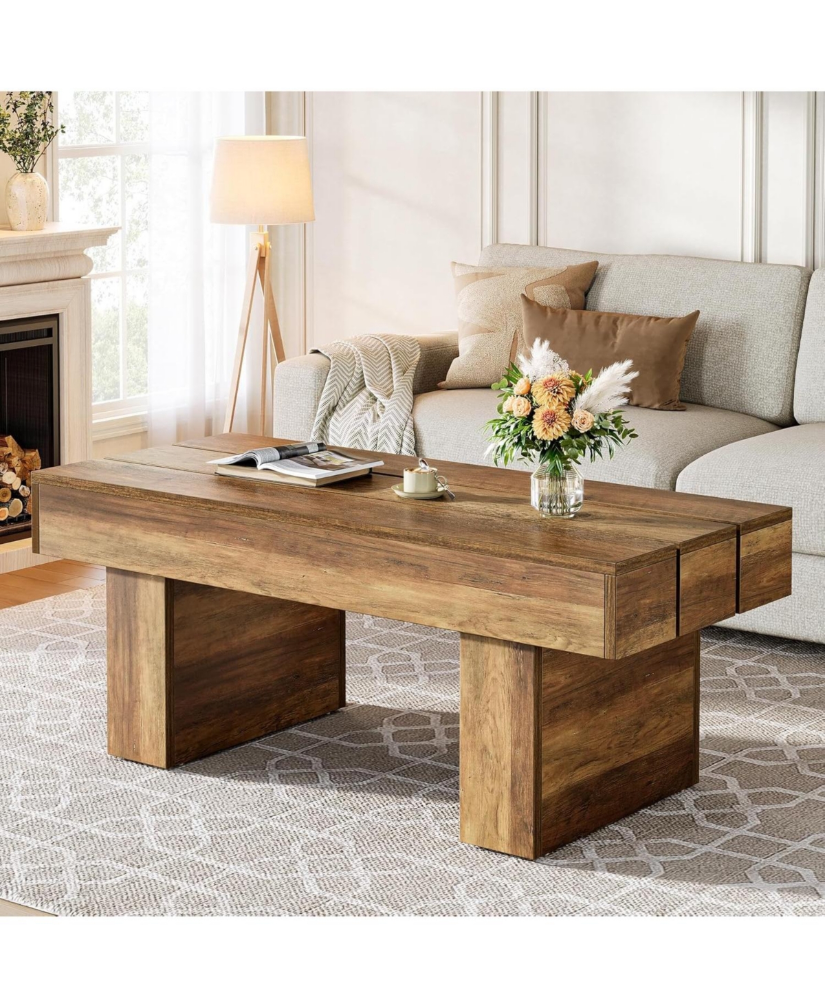 Click here for Tribesigns Rectangle Coffee Table  47.24 Farmhouse... prices