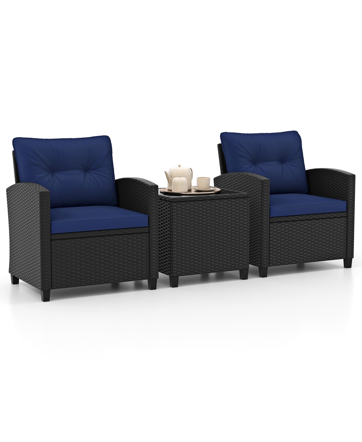 Click here for Gymax 3 Pcs Patio Furniture Set w/Tempered Glass C... prices