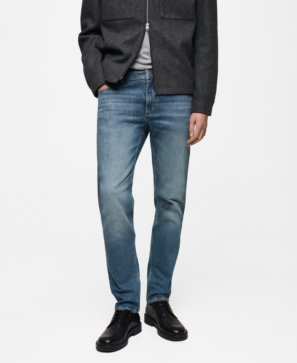 Click here for Mango Mens Slim-Fit Jan Jeans - Medium Blue prices