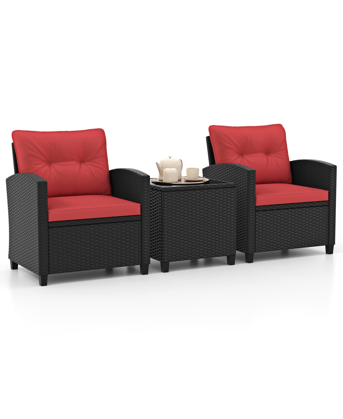 Click here for Gymax 3 Pcs Patio Furniture Set w/Tempered Glass C... prices