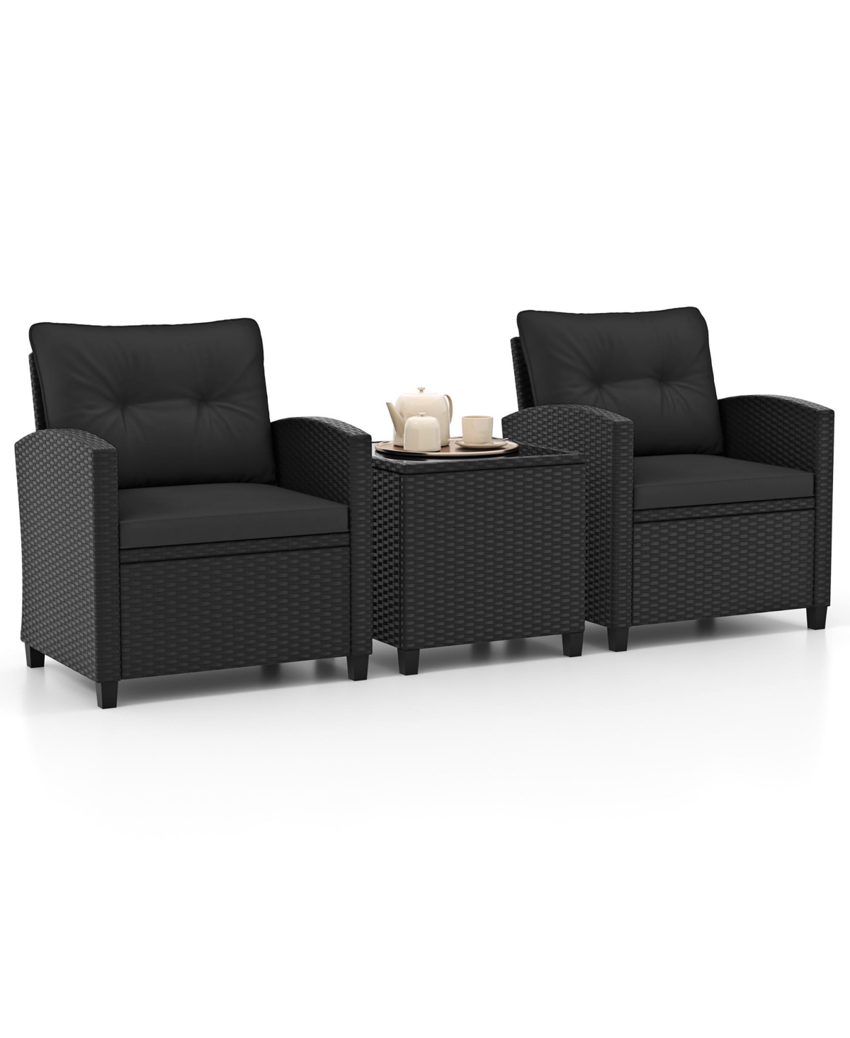 Click here for Gymax 3 Pcs Patio Furniture Set w/Tempered Glass C... prices