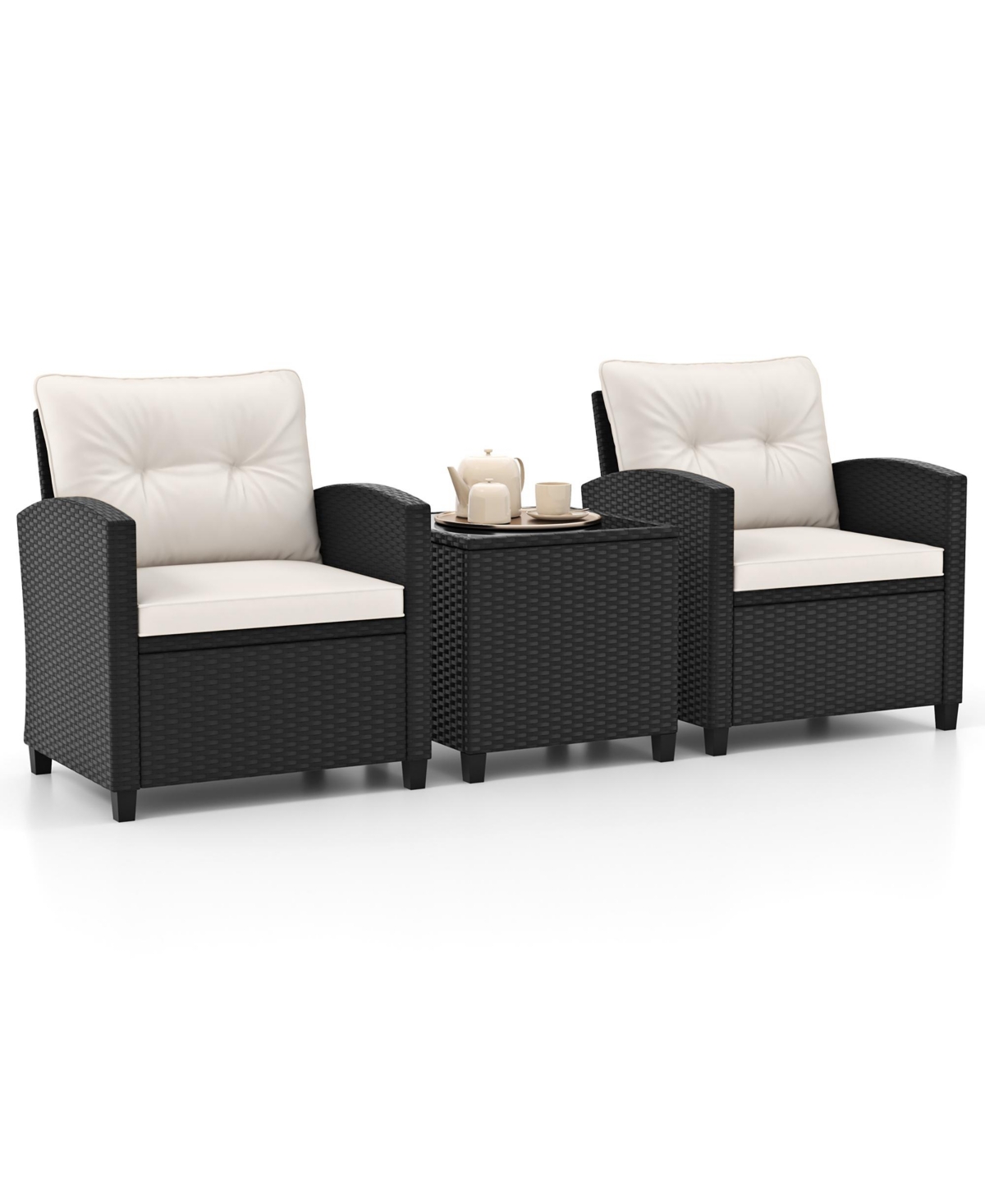 Click here for Gymax 3 Pcs Patio Furniture Set w/Tempered Glass C... prices