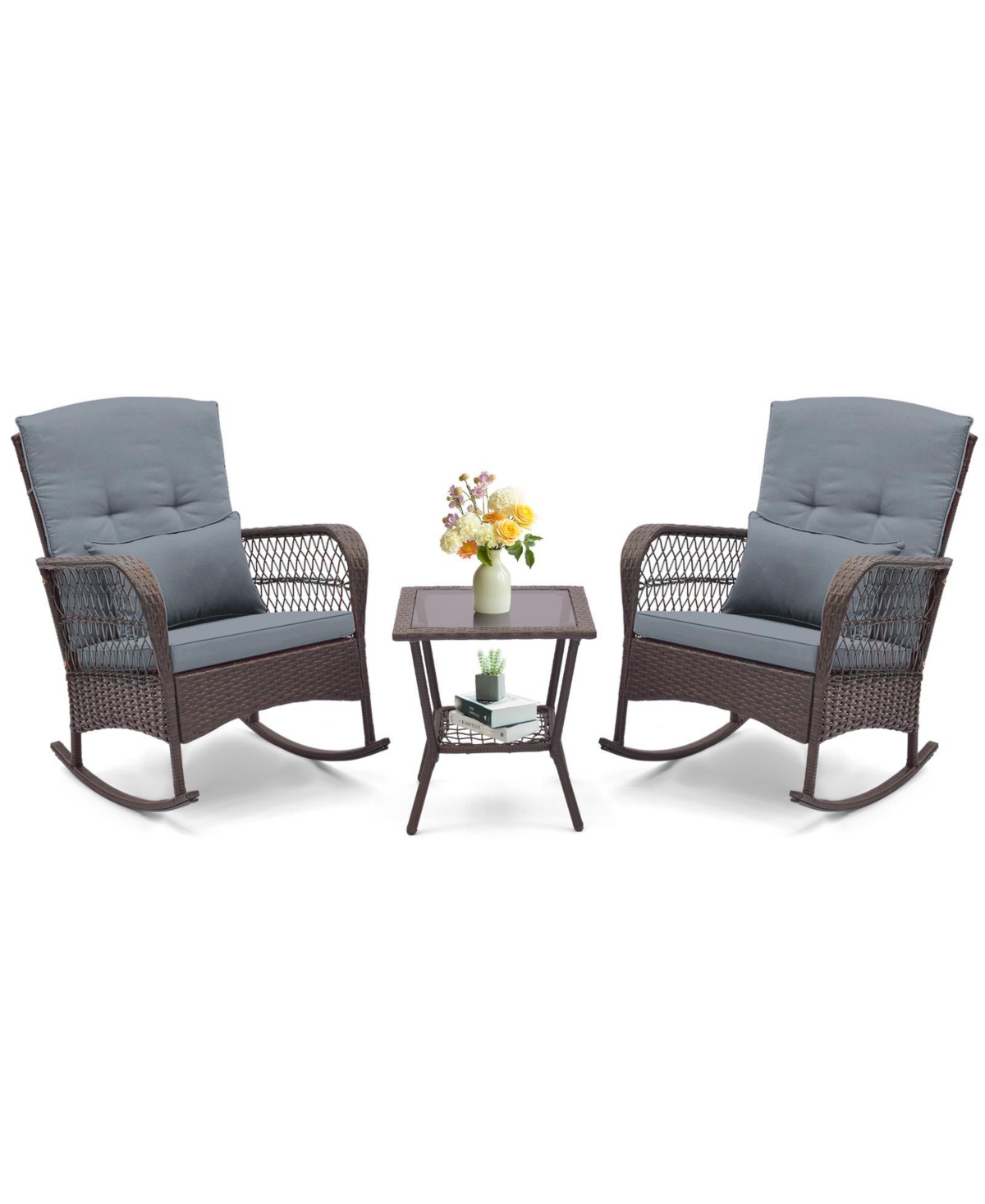 Click here for 3 Pieces Rocking Bistro Set with 2-Tier Coffee Tab... prices