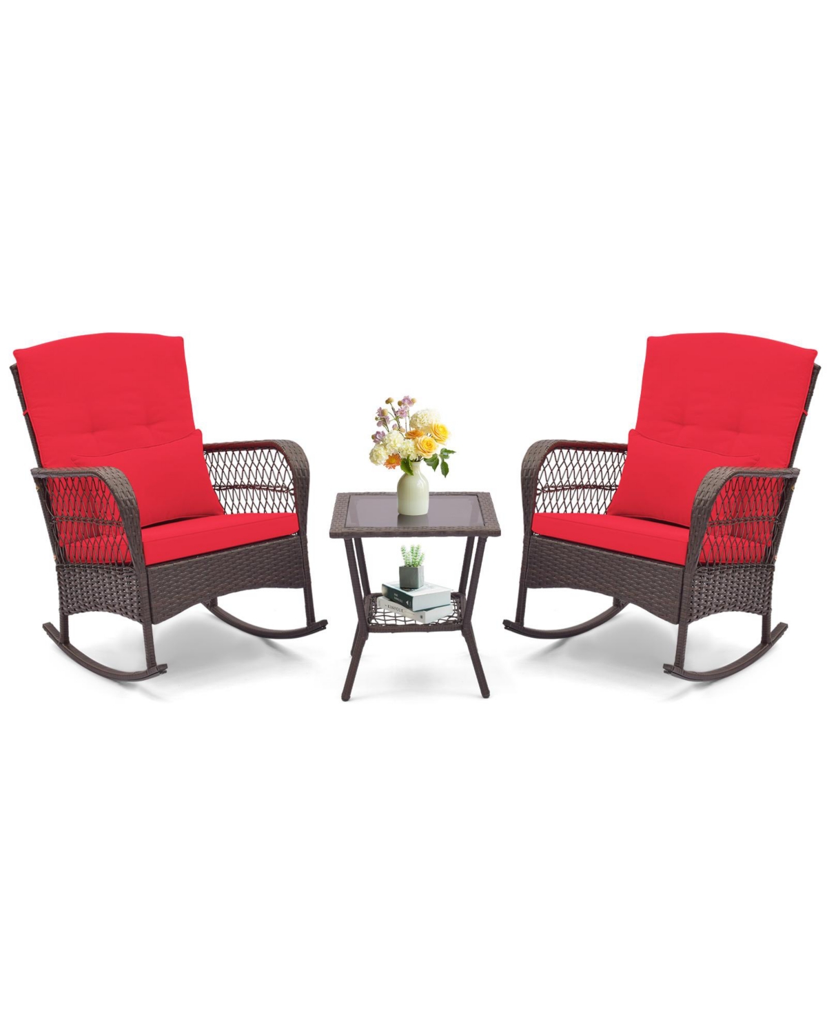 Click here for 3 Pieces Rocking Bistro Set with 2-Tier Coffee Tab... prices