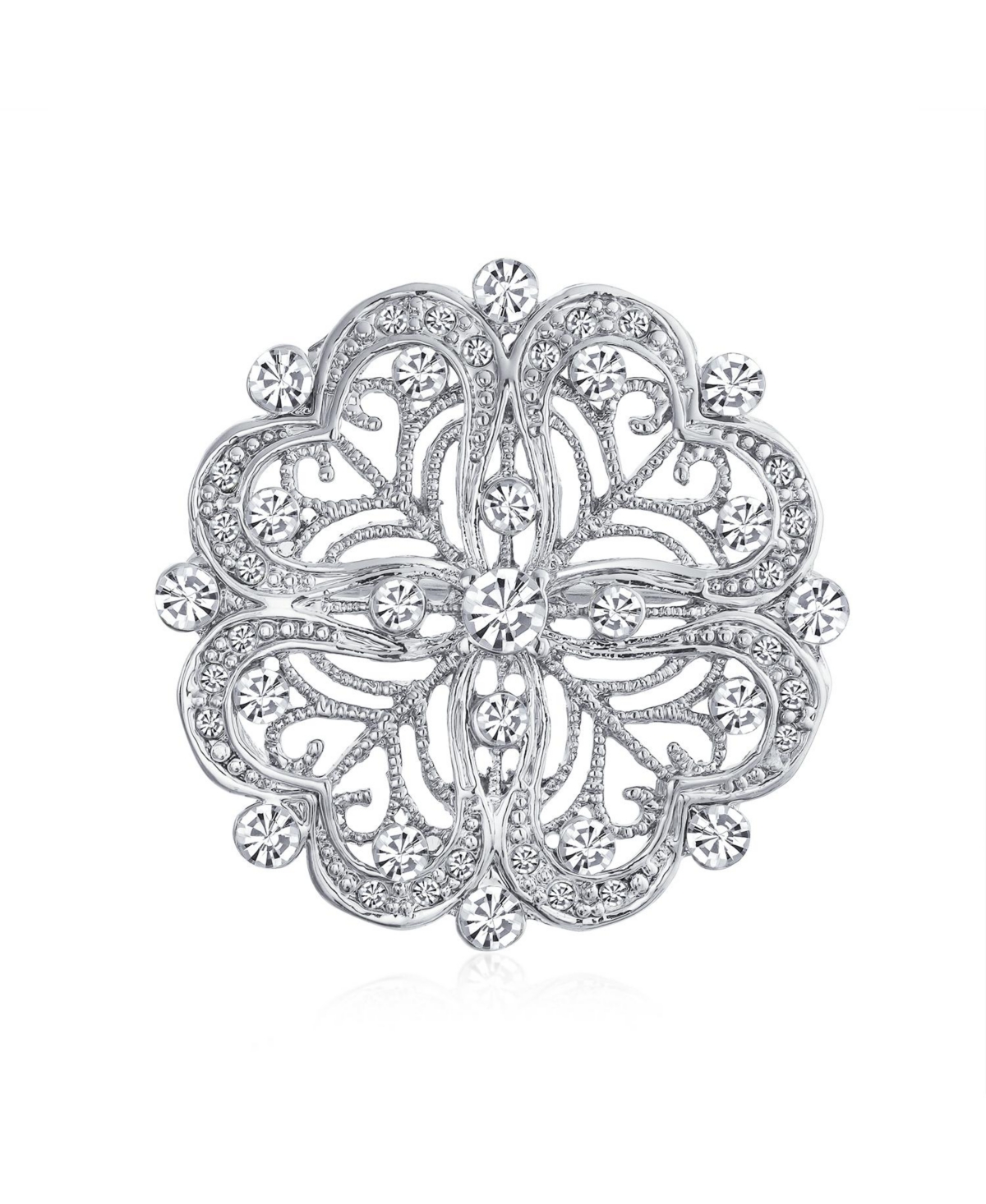 Click here for Bling Jewelry Floral Heart Filigree Cz Brooch Pin... prices