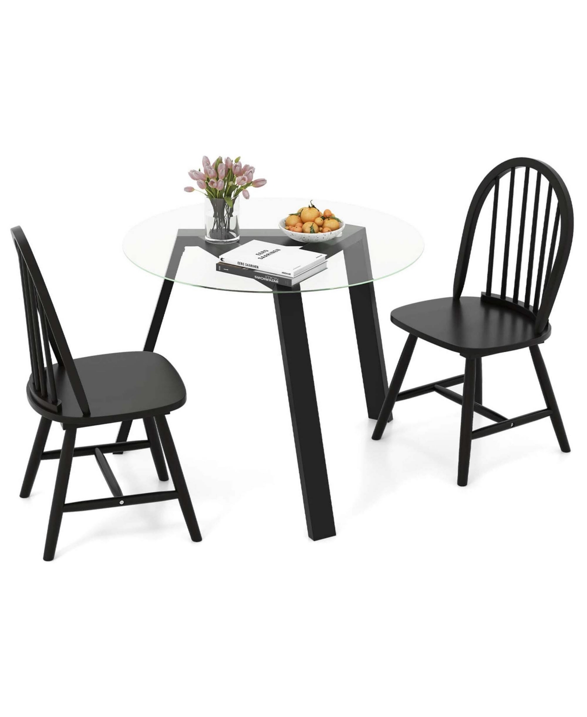 Click here for 3 Pcs Dining Set for 2 Round Table with 2 Chairs S... prices
