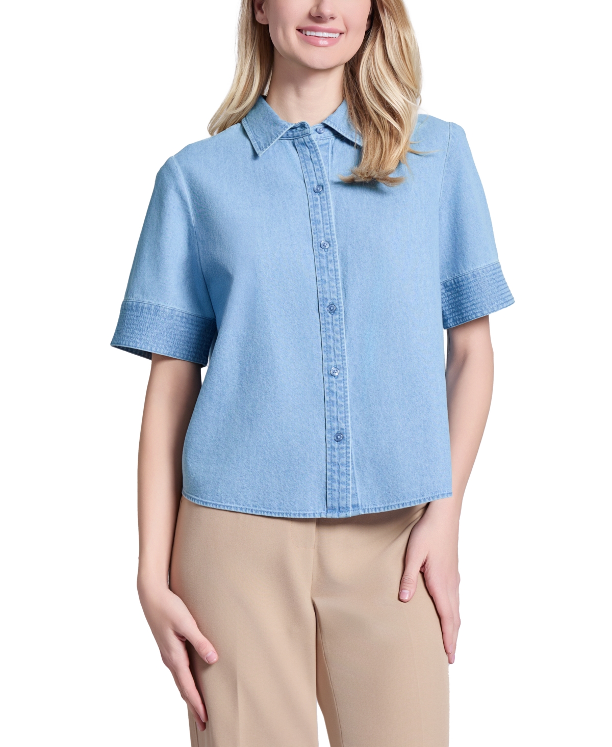 Click here for Jones New York Petite Stitched Short-Sleeve Shirt... prices