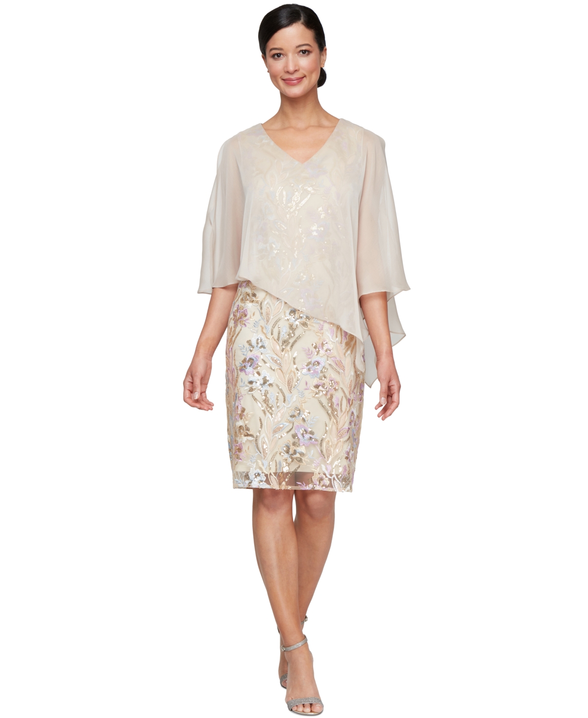 Click here for Sl Fashions Womens Embellished Cape-Overlay Sheath... prices