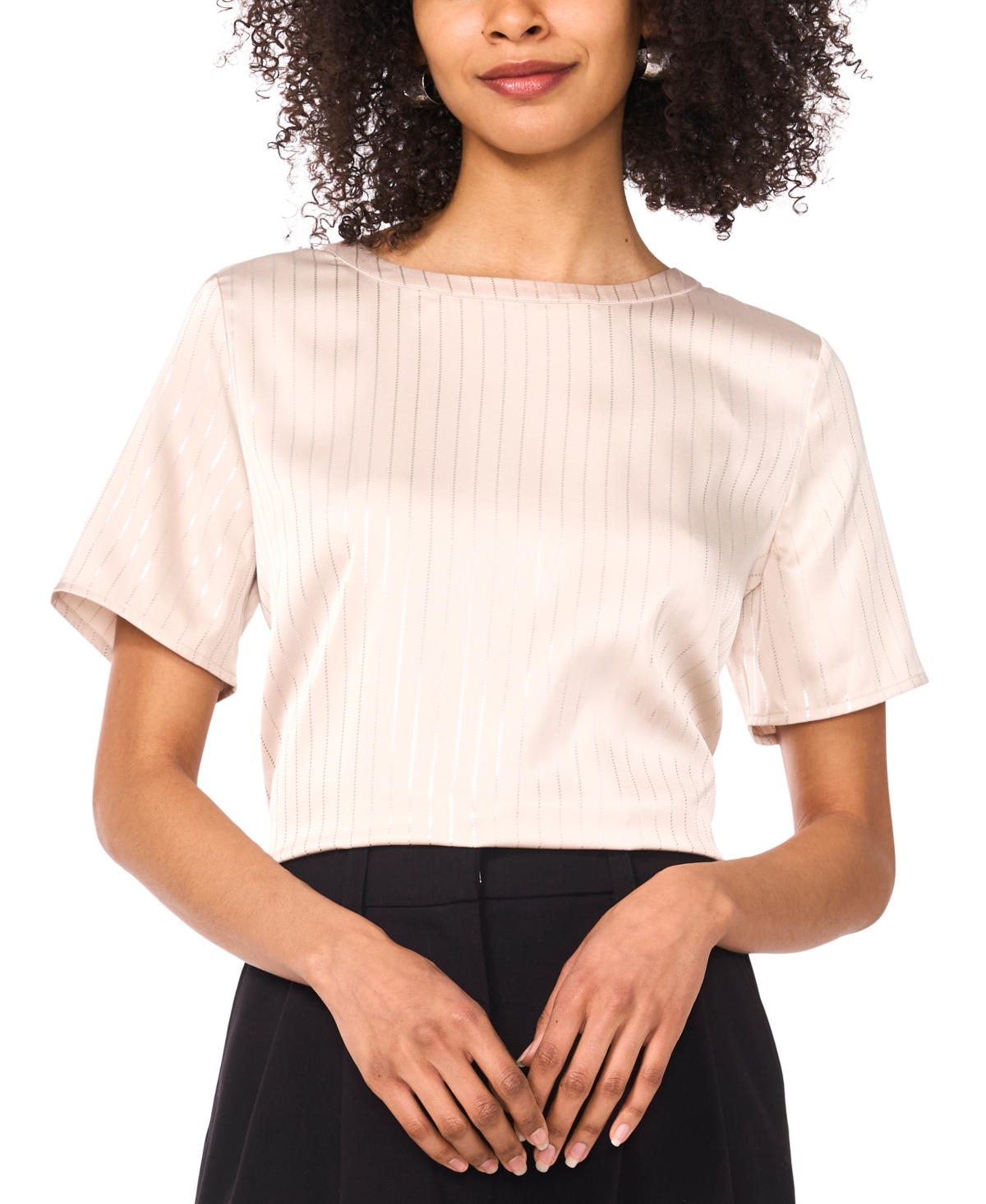 Click here for Vince Camuto Womens Satin Short-Sleeve Top - Oyste... prices