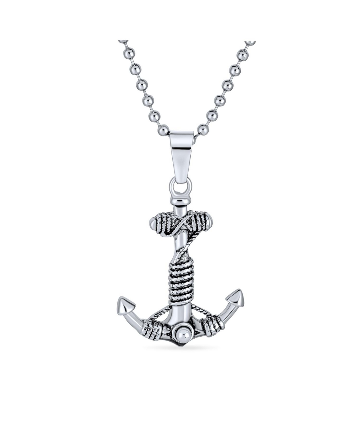 Click here for Bling Jewelry Nautical Anchor Pendant Necklace Bla... prices