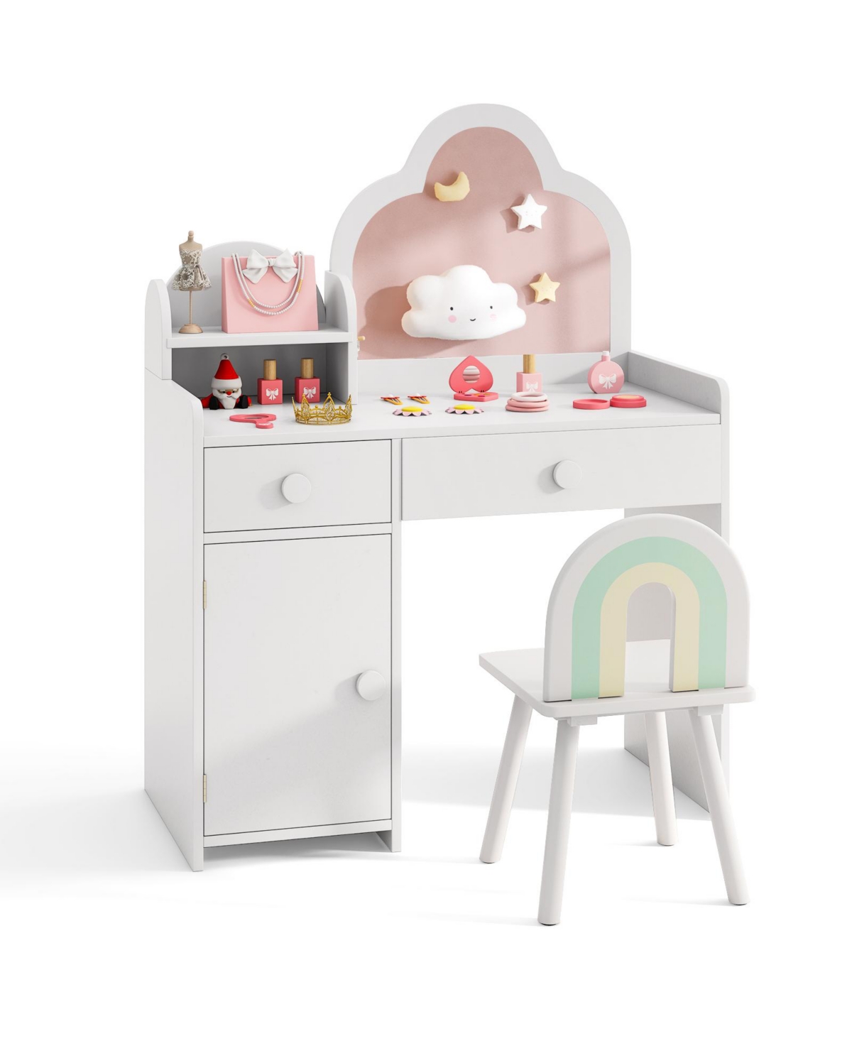 Click here for Kids Vanity Table with Cloud Mirror  Chair  and Op... prices