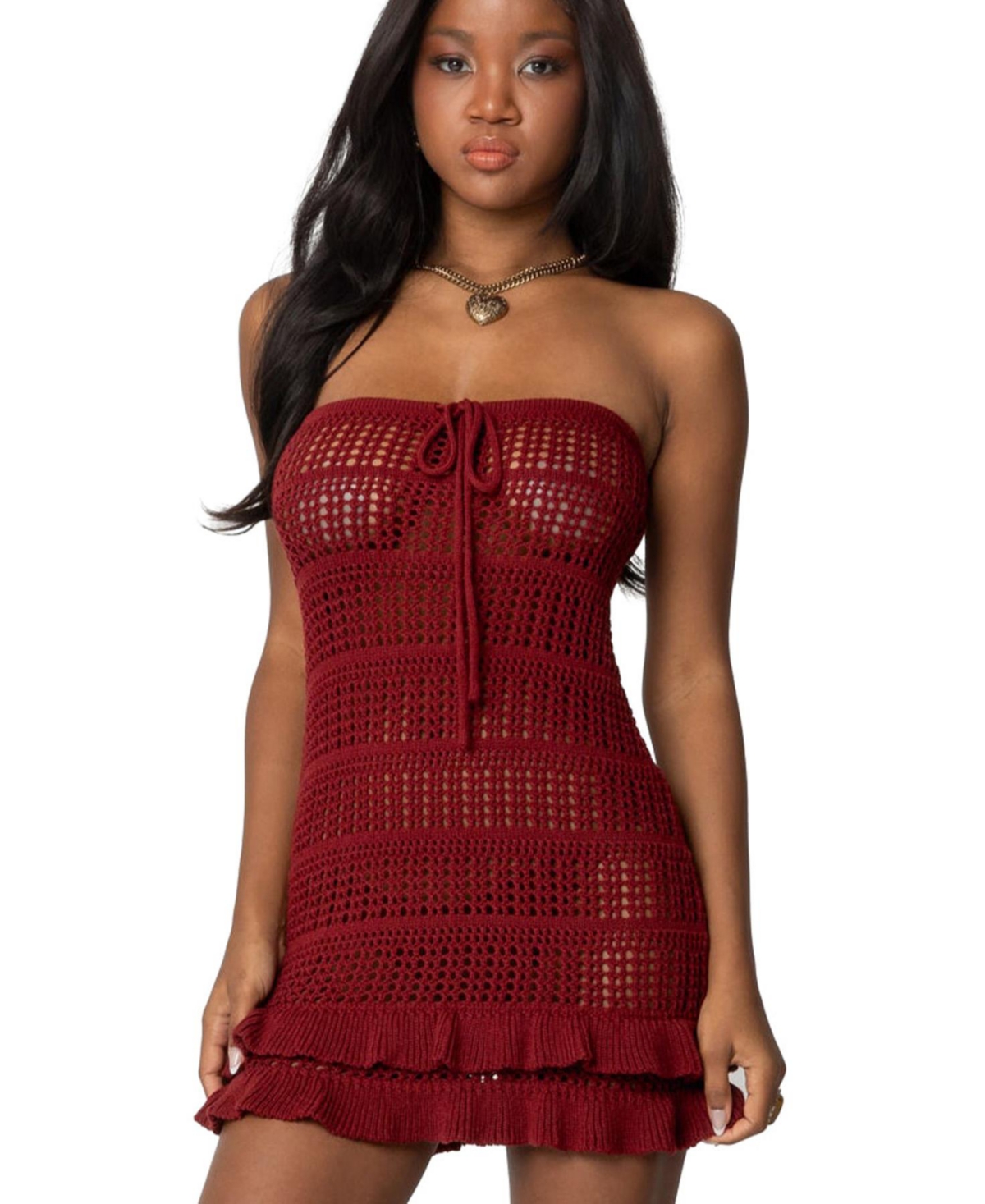 Click here for Edikted Womens Brooke Crochet Strapless Mini Dress... prices