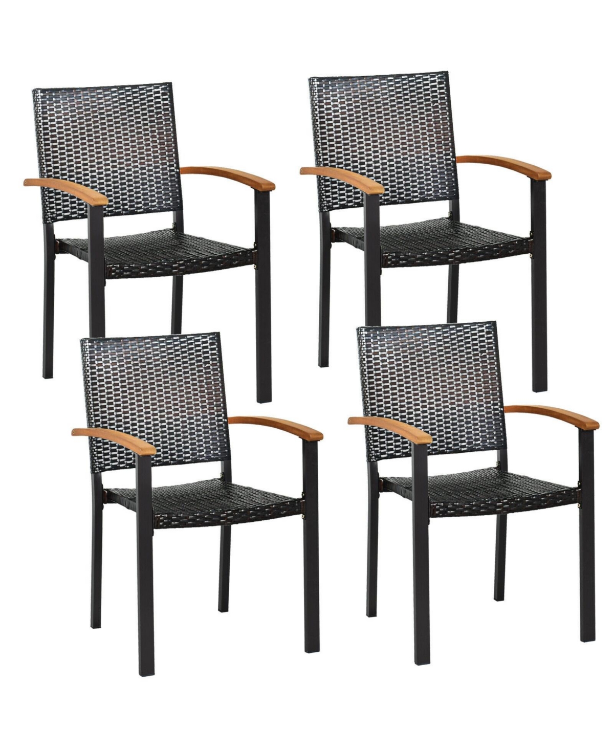 Click here for Set of 4 Outdoor Patio Pe Rattan Dining Chairs wit... prices