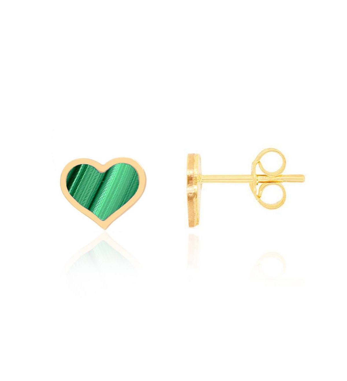 Click here for The Lovery Large Malachite Heart Stud Earrings 14k... prices