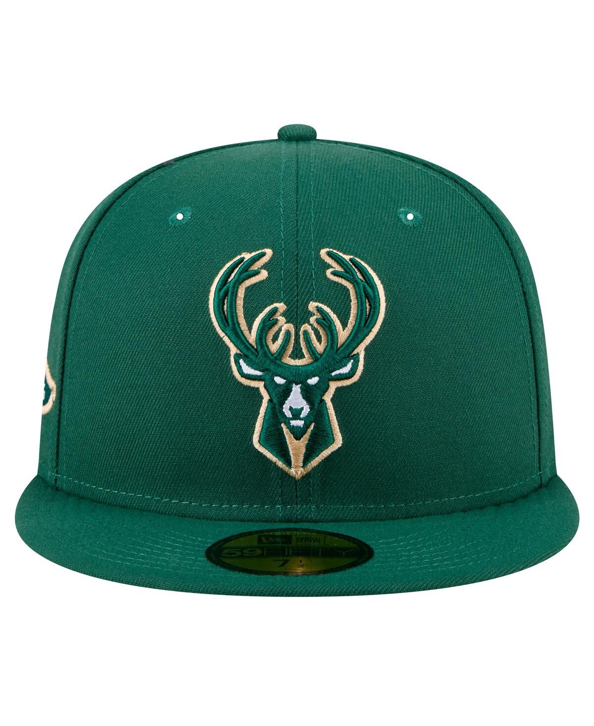 New Era Men's Hunter Green Milwaukee Bucks Throwback Pennant 59fifty ...