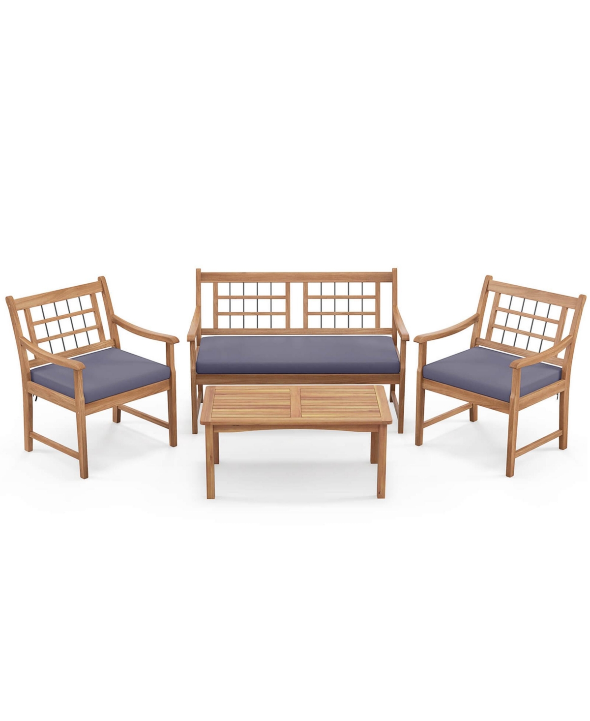 Click here for 4 Pcs Wood Patio Furniture Set with Soft Seat Cush... prices